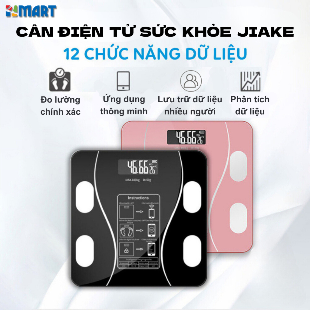 Cân điện tử sức khỏe mini JIAKE đo lường chính xác tới 180kg, cân ...