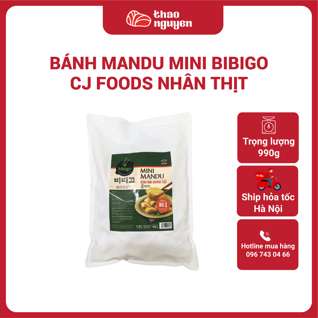 Bánh mandu mini Bibigo Cj foods nhân thịt - 990gram [SHIP HỎA TỐC HÀ ...