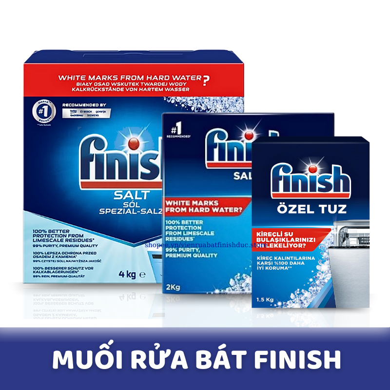 Muối rửa bát Finish 4kg 2kg 1,5kg 1,2kg làm mềm nước loại bỏ cặn vôi ...