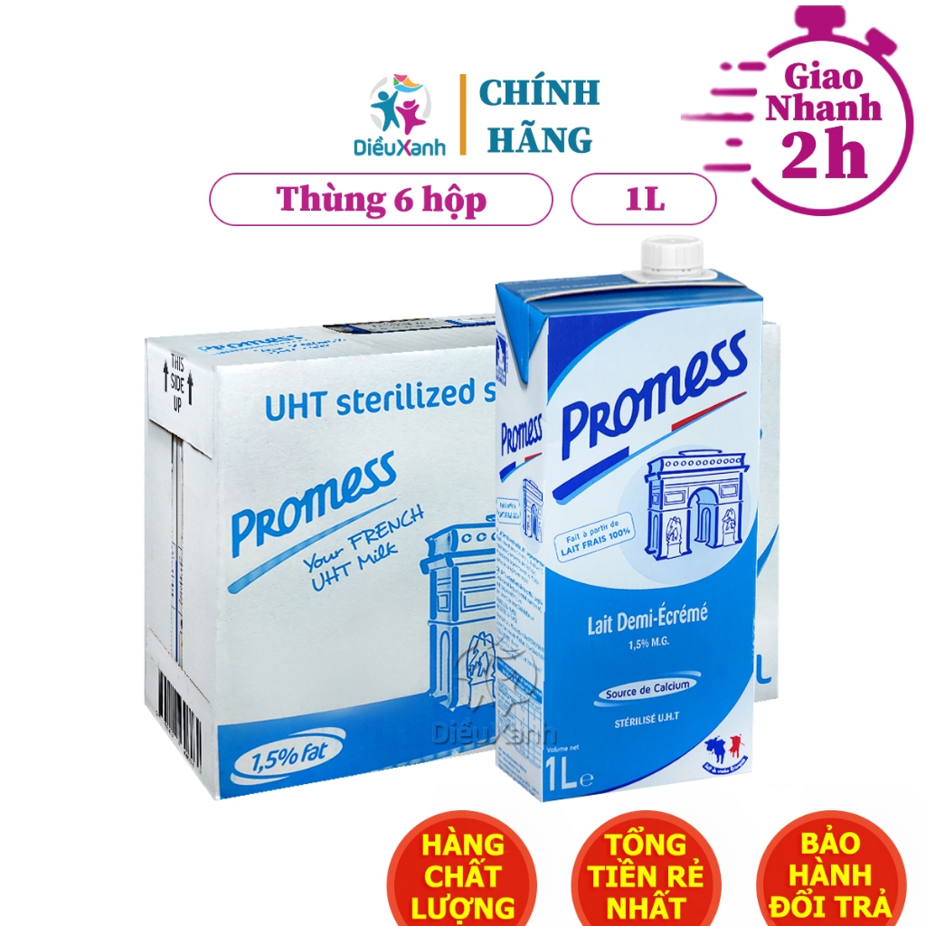 [Thùng 6 Hộp] Sữa Tươi Tiệt Trùng Promess Ít Béo 1L - Sữa Nhập Khẩu ...