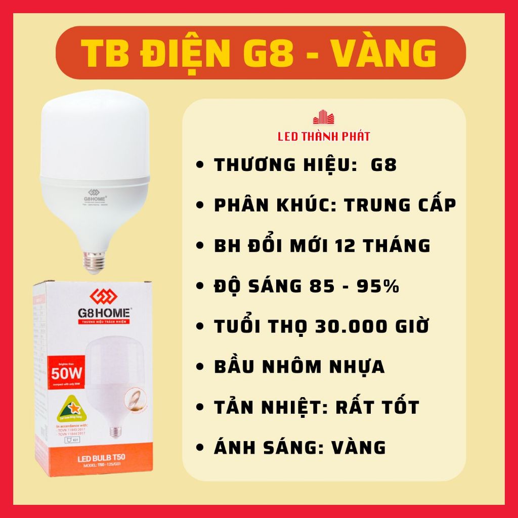 Bóng đèn led G8 HOME Siêu Sáng vỏ NHÔM 50w 40w 30w 20w 10w 5w tiết kiện ...