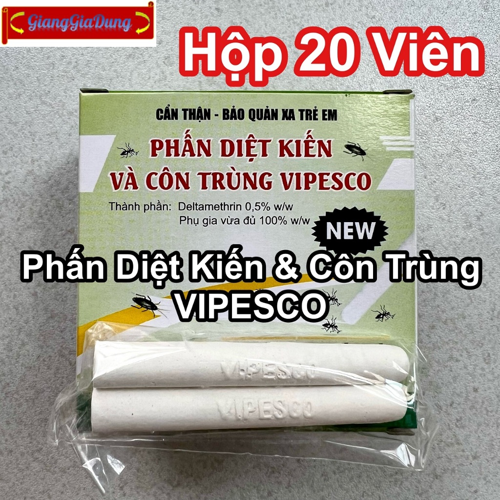 Hộp 20 Viên Phấn Diệt Kiến Và Côn Trùng VIPESCO Mẫu Mới 2019 | Shopee Việt Nam