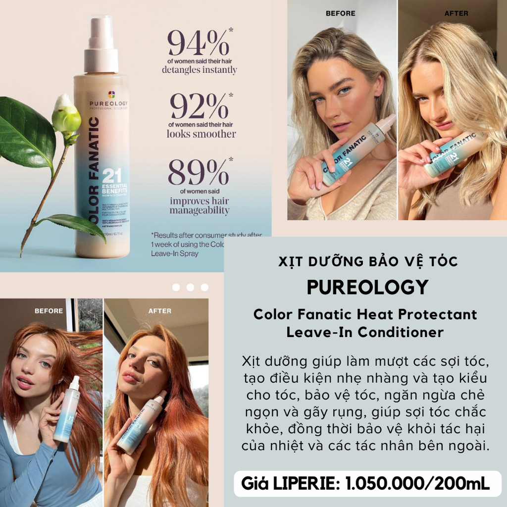 [Pureology] Xịt dưỡng bảo vệ tóc Pureology Color Fanatic Heat ...