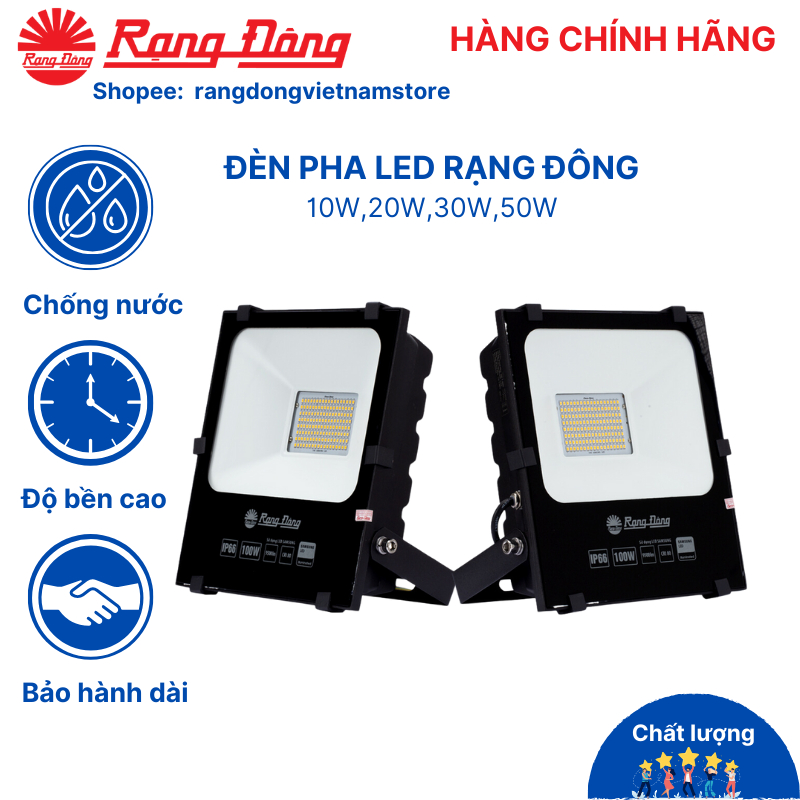 Đèn pha led Rạng Đông, 10w, 20w, 30w, 50w đèn rọi chống nước, chống bụi, siêu sáng CP06 | Shopee ...