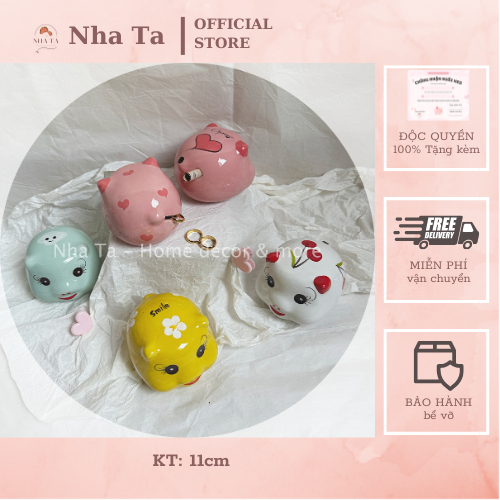 [LỖ TRÒN] Heo sứ mini LỖ TRÒN nhét tiền, lợn đất tiết kiệm NHÉT VÀNG 1 ...
