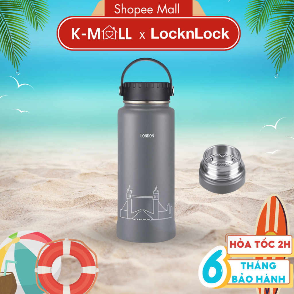 Bình giữ nhiệt LocknLock 897ml Riga Tumbler LHC4160 Màu Xám , có khay ...