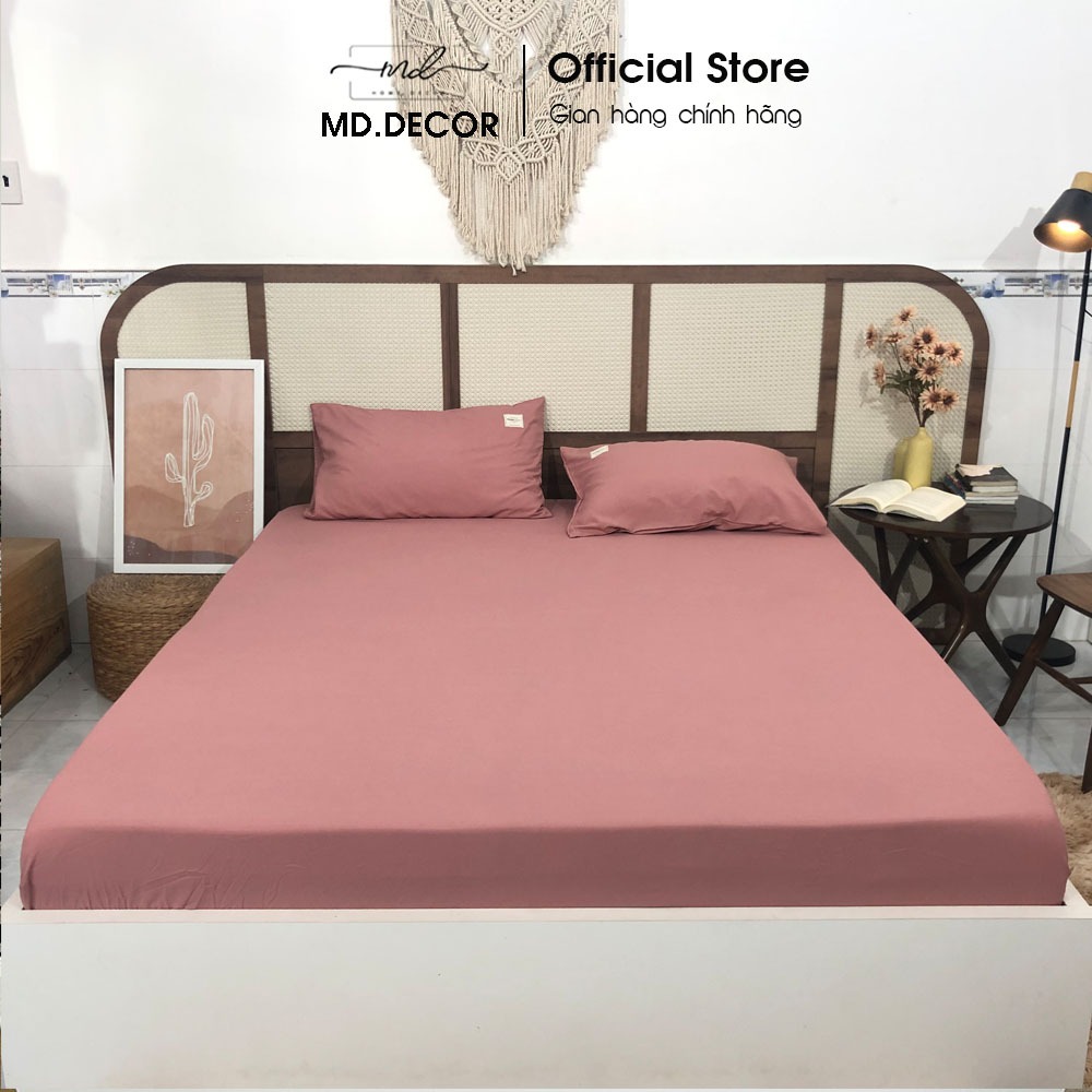 Bộ ga giường vỏ gối Cotton Tici đũi MD.Decor - Bedding trơn màu basic nhiều kích thước M2 M4 M6 ...