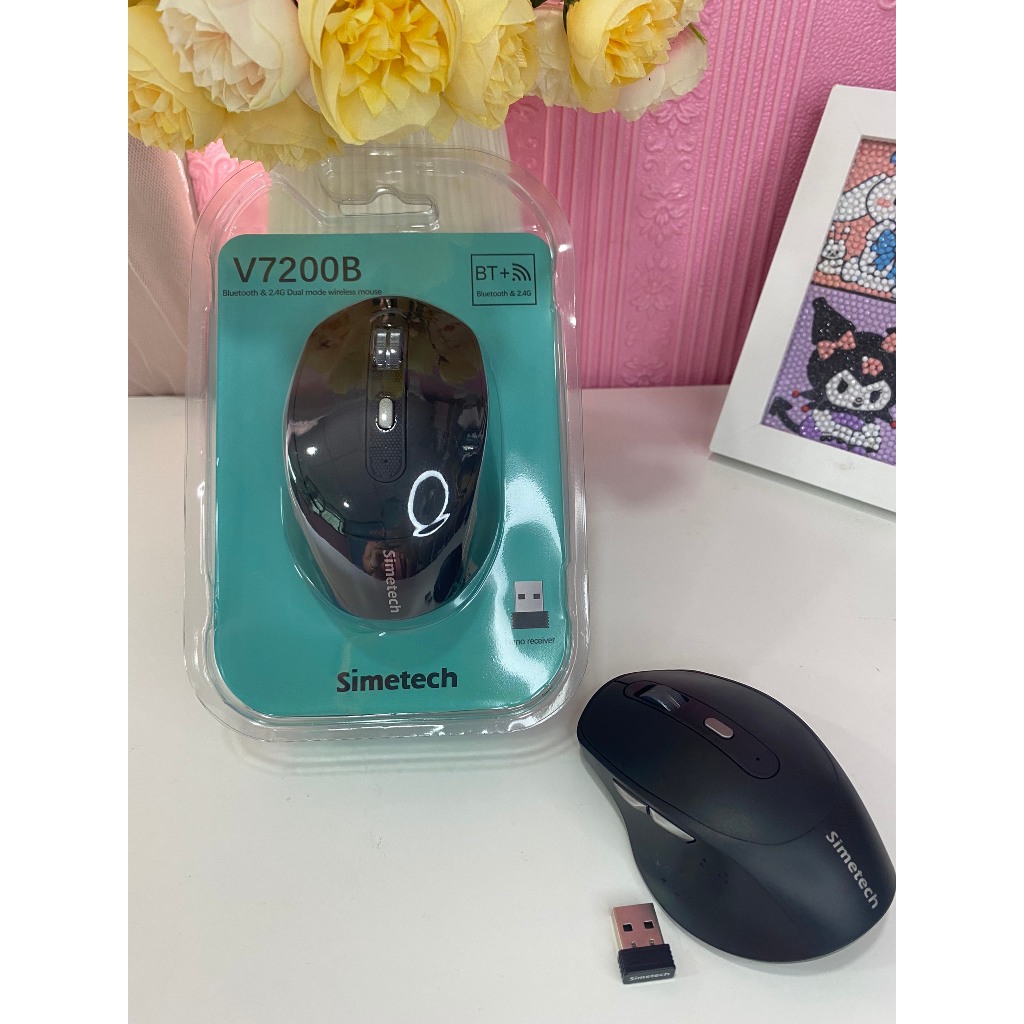 Chuột Không Dây + Bluetooth, 5 Nút ,Chống Ồn Simetech V7200B Chính Hãng ...