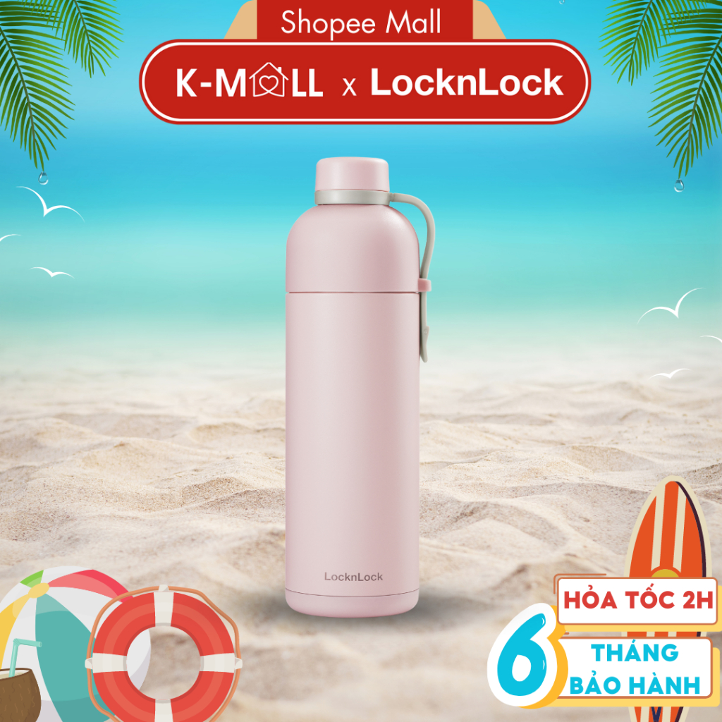 Bình giữ nhiệt LocknLock Belt Bottle LHC4267 490ml Màu Hồng có quai ...