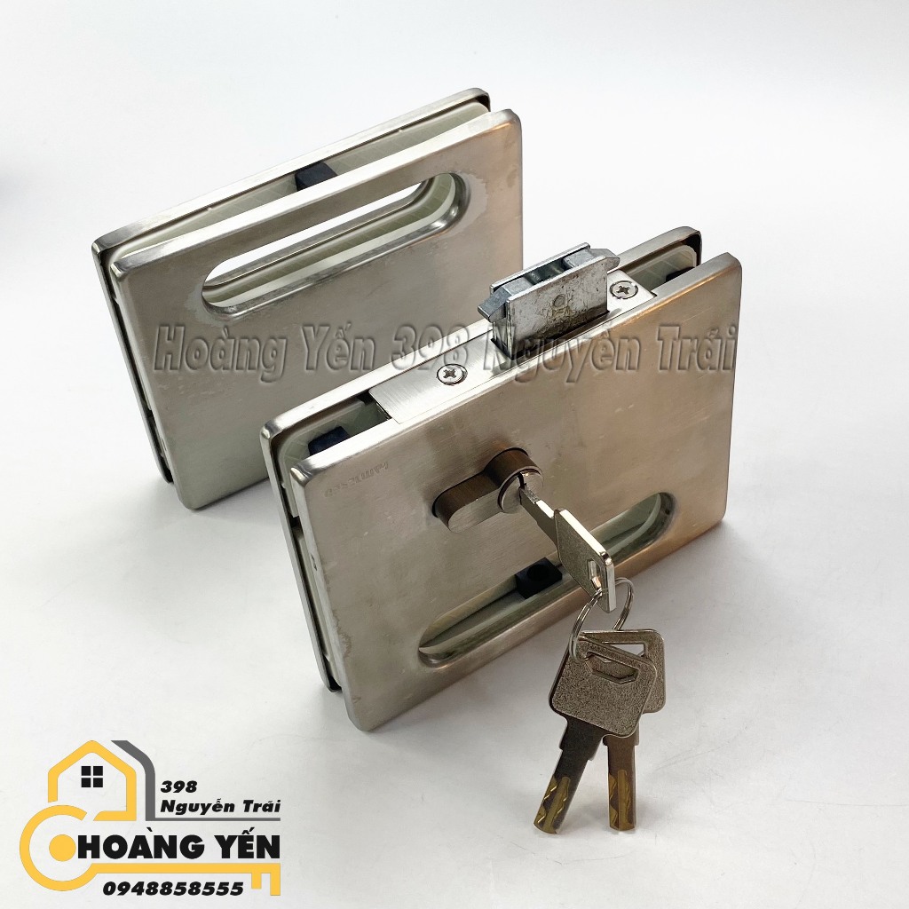 Khóa tay nắm âm cửa kính lùa 2 cánh, Khóa cửa lùa kính cường lực, khóa ...