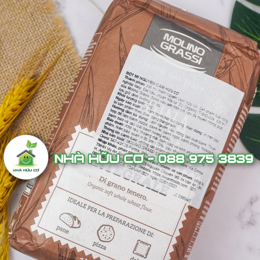 Bột mì NGUYÊN CÁM hữu cơ GRASS 1kg/500g/200g - Date: 6/2025 - Nhà Hữu ...