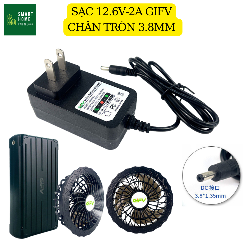Củ sạc pin 18V 21V 24V 28V cho pin áo điều hòa siêu sạc nhanh có đèn báo đầy pin tự ngắt GIFV ...