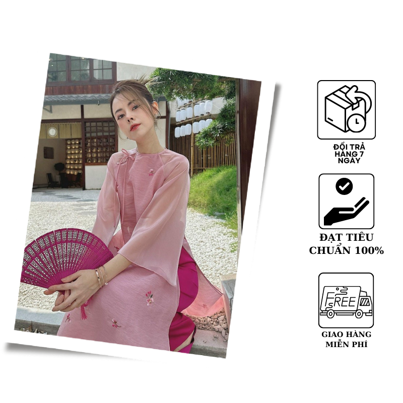 Áo Dài Hinh Duyệt tơ thêu cao cấp 4 tà cho nữ | Shopee Việt Nam