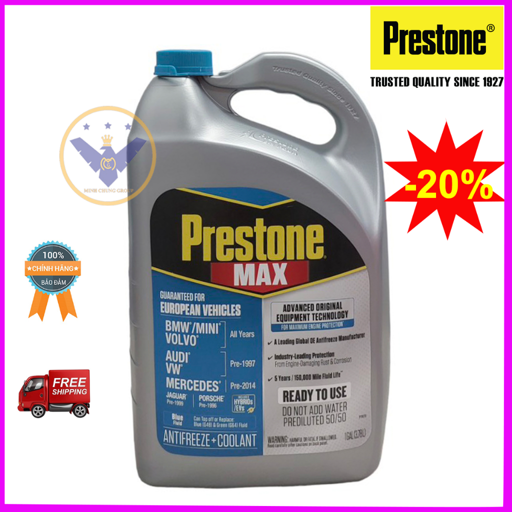 Nước làm mát động cơ xe ô tô màu xanh dương PRESTONE MAX EUROPEAN - USA ...