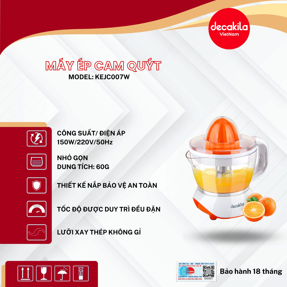 Máy Vắt Cam Tự Động DECAKILA (KEJC-007W) Chế Độ Ép Đảo Chiều Với 2 Đầu Vắt Linh Hoạt | Shopee ...