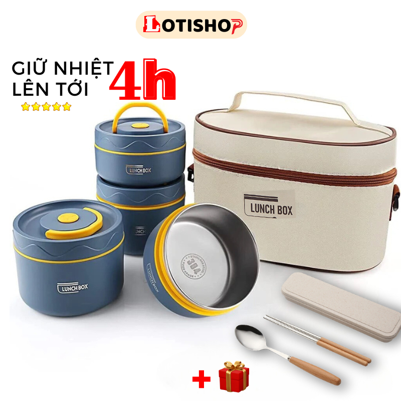 Hộp đựng cơm giữ nhiệt văn phòng lunch box chia ngăn, Hộp cơm cặp lồng ...