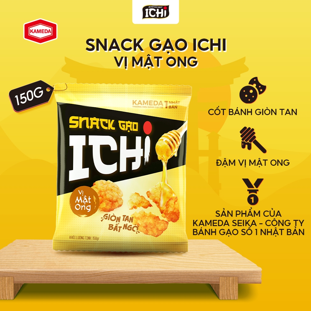 Snack gạo Nhật ICHI vị mật ong gói 150g, bánh gạo chiên viên nhỏ ăn vặt giòn tan, vừa miệng ...