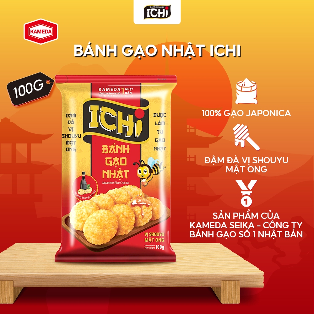 Bánh gạo Nhật ICHI vị Shouyu mật ong gói 100g, bánh gạo ăn vặt giòn tan, đậm đà | Shopee Việt Nam