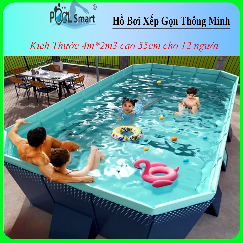 Bể bơi trẻ em thiết kế mới có thể gập lại 4m1x2m2 cao51cm, Bể bơi xếp ...