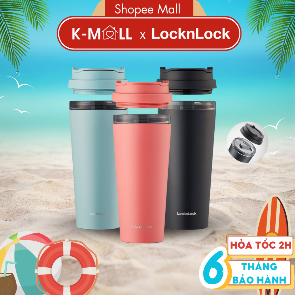 Ly giữ nhiệt LocknLock 540ml LHC4279 , có 2 nắp tiện lợi, đế silicone, Thép không gỉ SUS304 - K ...