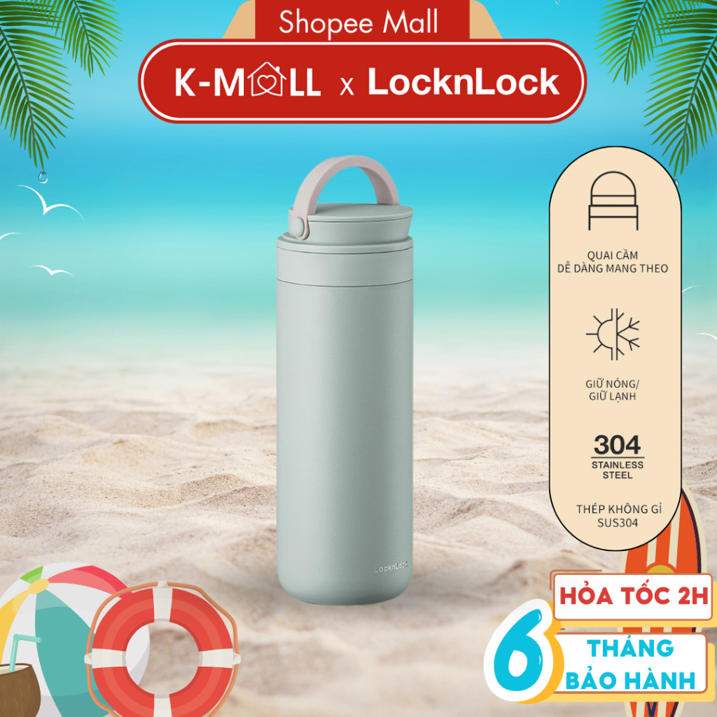 Bình giữ nhiệt LocknLock 475ml Metro Two Way LHC4274 Xanh Mint, có quay xách, Thép không rỉ - K ...