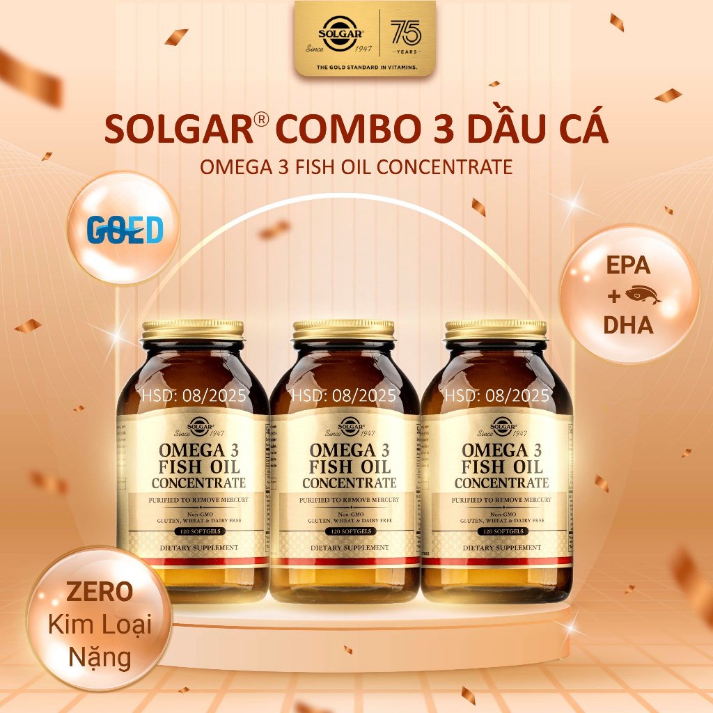 COMBO 3 Dầu Cá Omega 3 - SOLGAR FISH OIL 100mg | Shopee Việt Nam