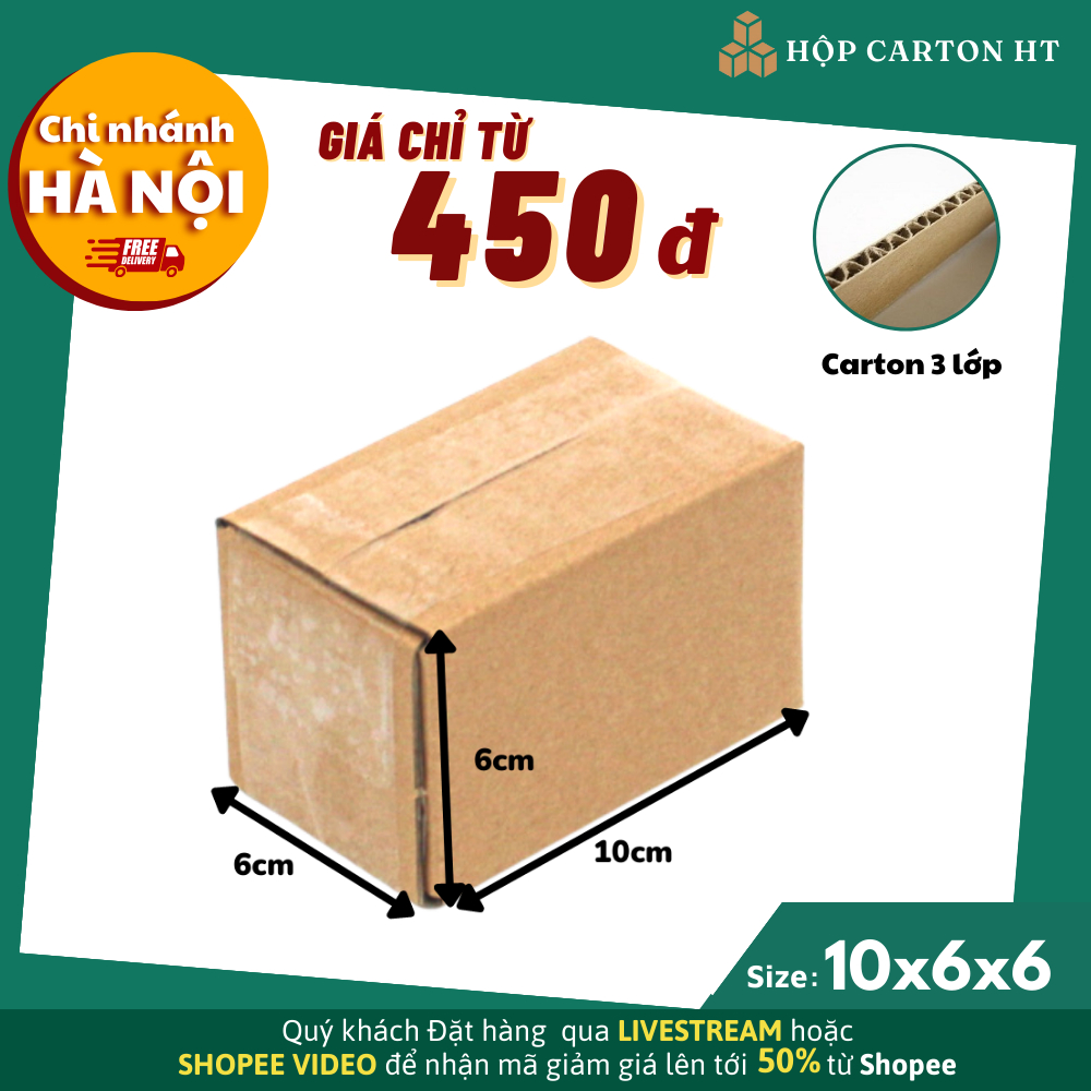10x6x6 hộp carton đóng hàng size nhỏ đựng phụ kiện, mỹ phẩm giá rẻ ...