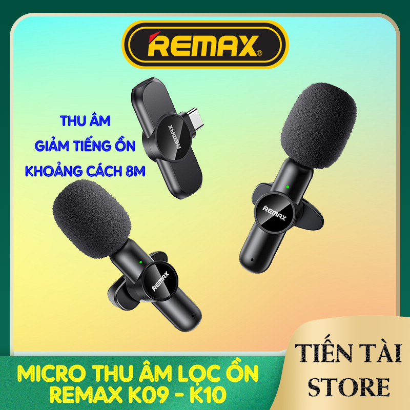 Micro thu âm không dây cài áo Remax K09/K10, lọc tiếng ồn, pin dùng 6h ...
