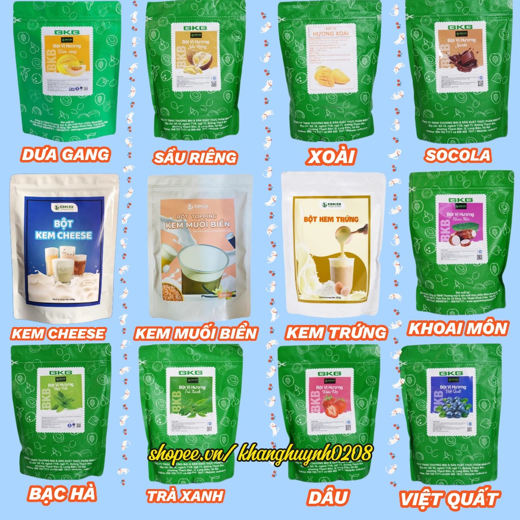 Bột Kem Trứng Kem Phô Mai Khoai Môn Socola Dâu Dưa Gang Sầu Riêng Bkb Shopee Việt Nam