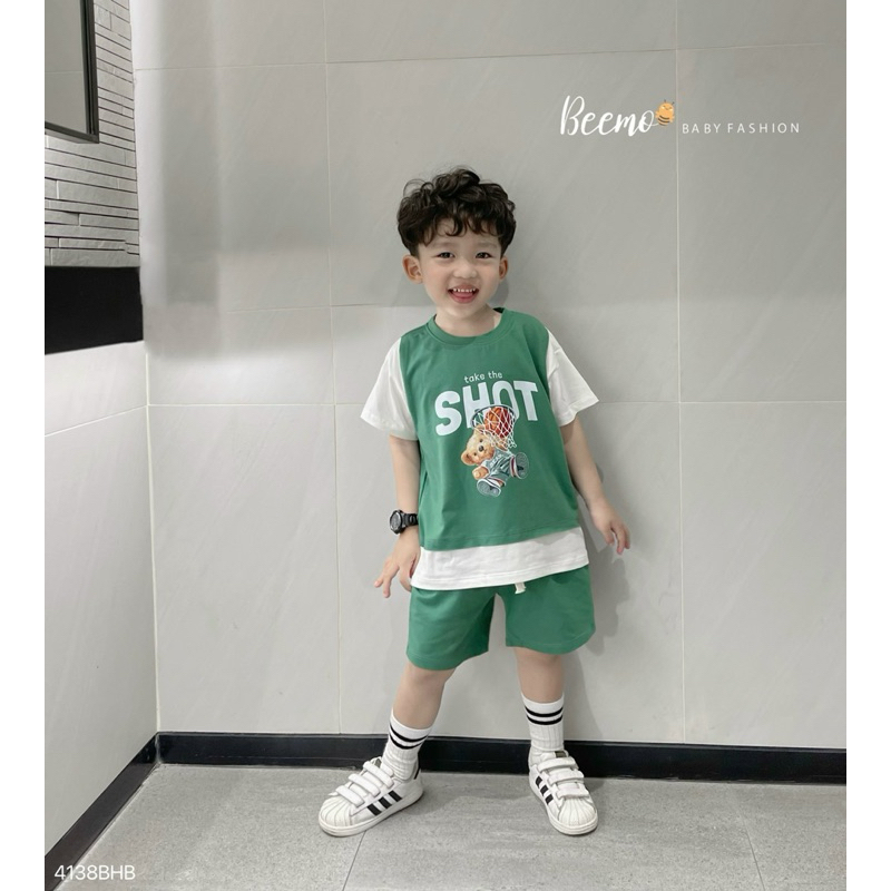 Set Bộ Cộc Tay Thể Thao Layer Beemo In Hình Gấu Take A Shot Vải Cotton Dành Cho Bé Trai Từ 9 ...