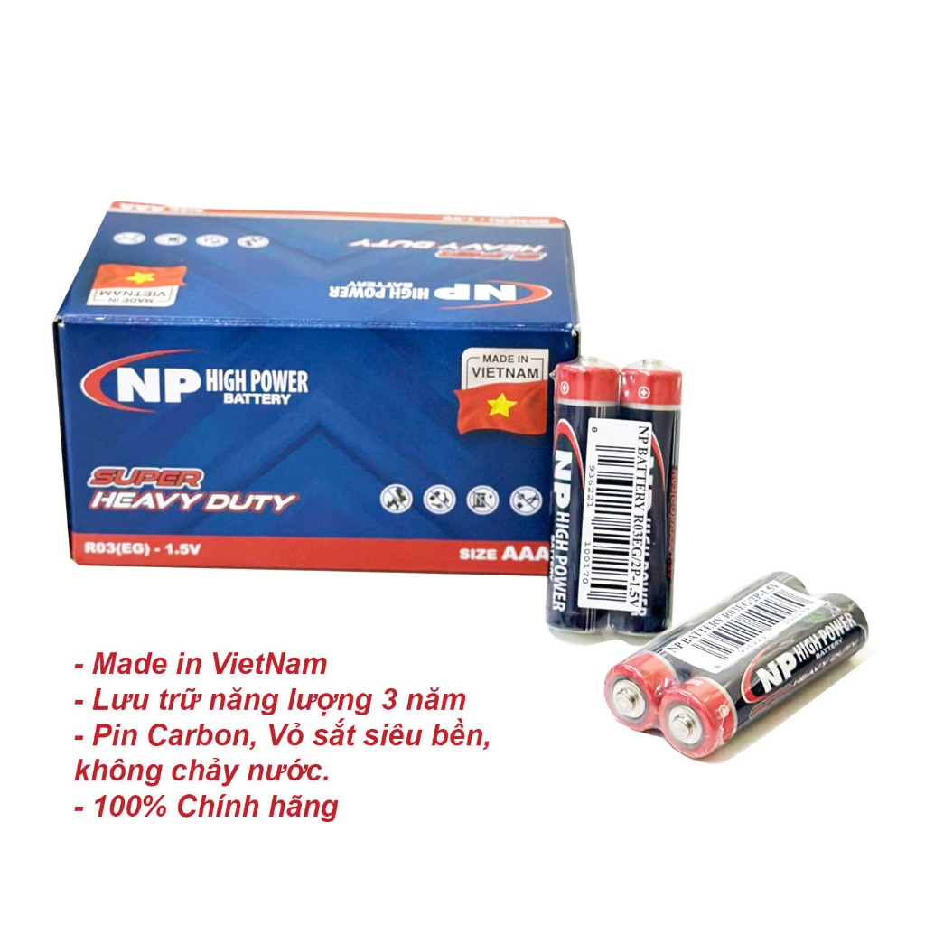 Hộp Pin AAA (3A) 1,5V NP Vỏ sắt Siêu Bền , Siêu Cứng , Không chảy nước ...