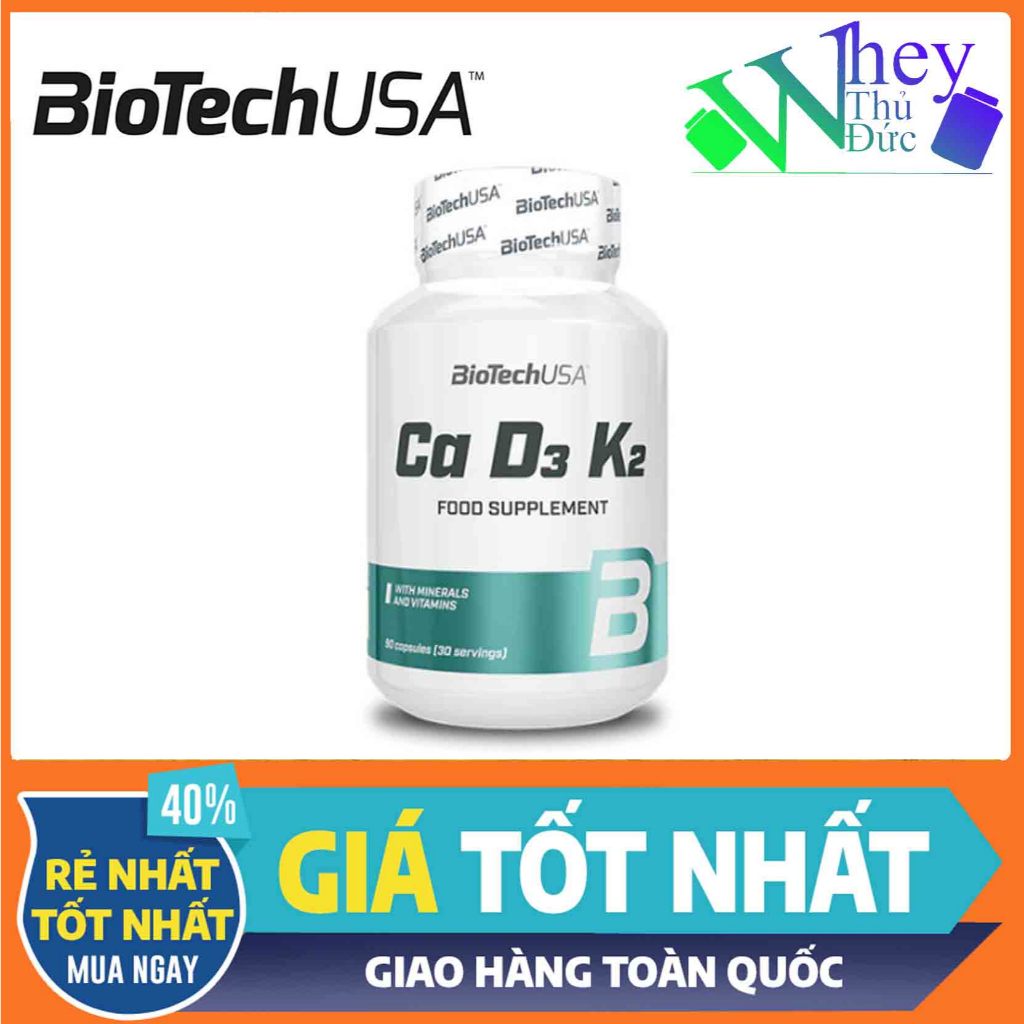 Ca D3 K2 BiotechUSA Hộp 90 Viên - Bổ sung đầy đủ Canxi Vitamin D3 K2 giúp chắc xương tăng đề ...