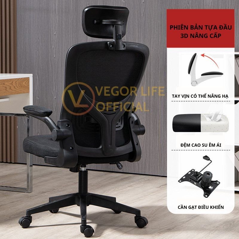 Ghế xoay văn phòng Công thái học xoay 360 độ, ngả 35 độ điều chỉnh đa ...