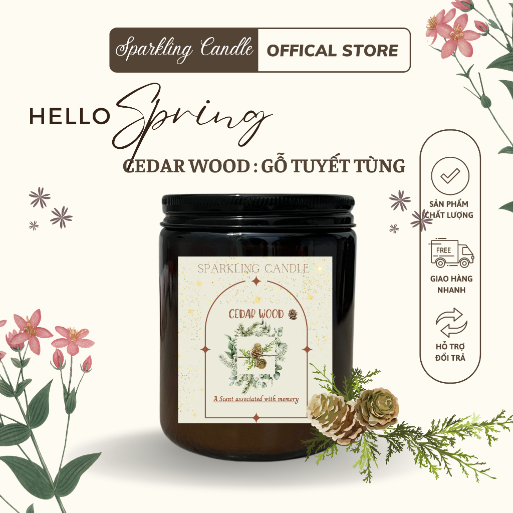 Nến thơm Sparkling Candle mùi Cedar Wood (Gỗ Tuyết Tùng) Tinh dầu tự nhiên không khói | Shopee ...