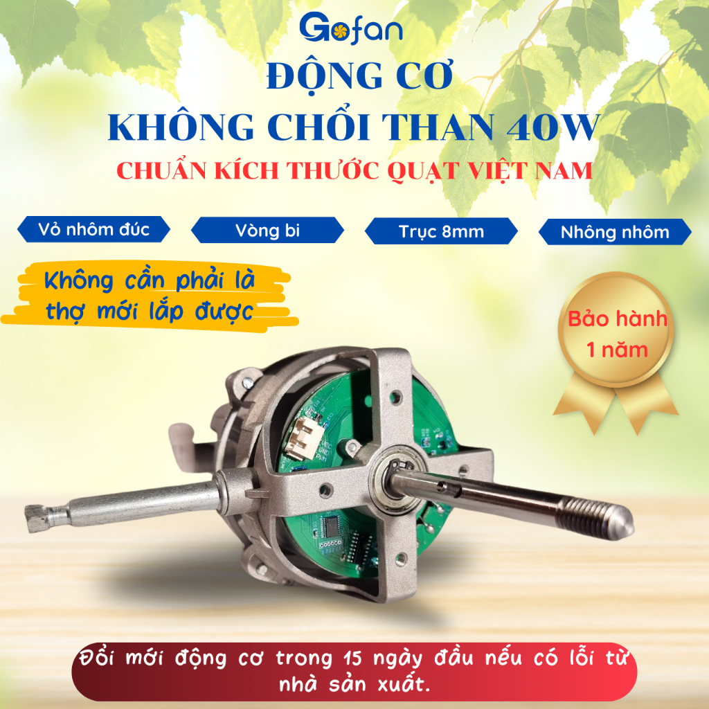 GOFAN - Đầu quạt không chổi than 40W - 12V/24V - 3 Vòng bi - Lăn nhám ...