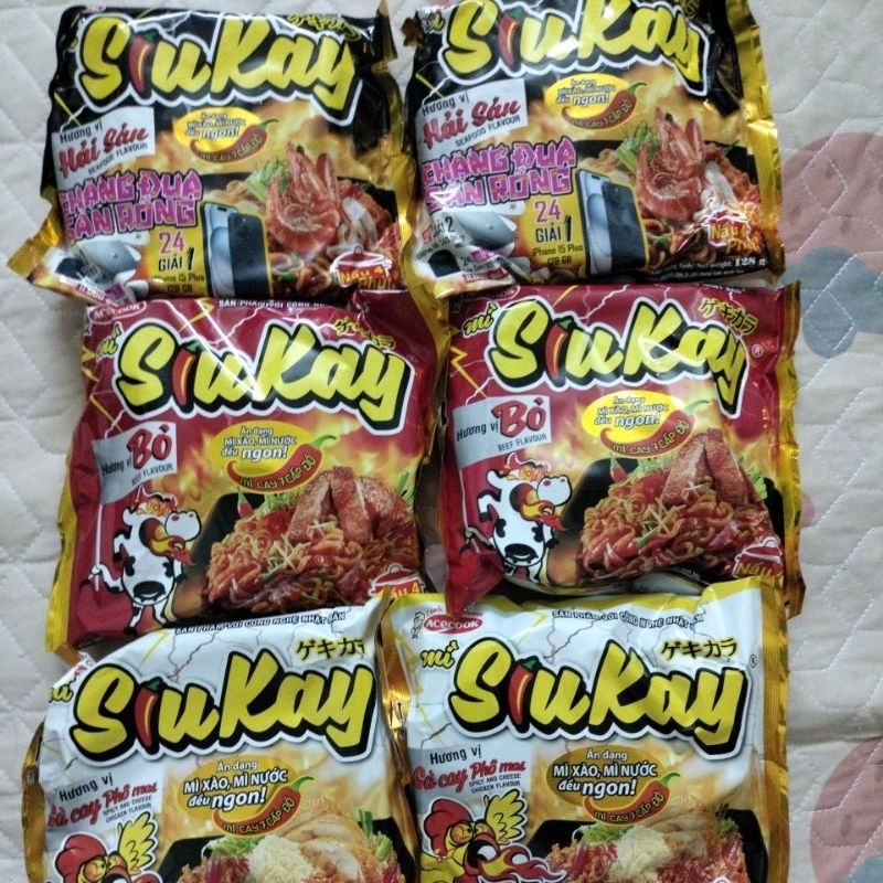 mì siukay bò , hải sản,gà cay phô mai combo 5 gói ,6 gói | Shopee Việt Nam