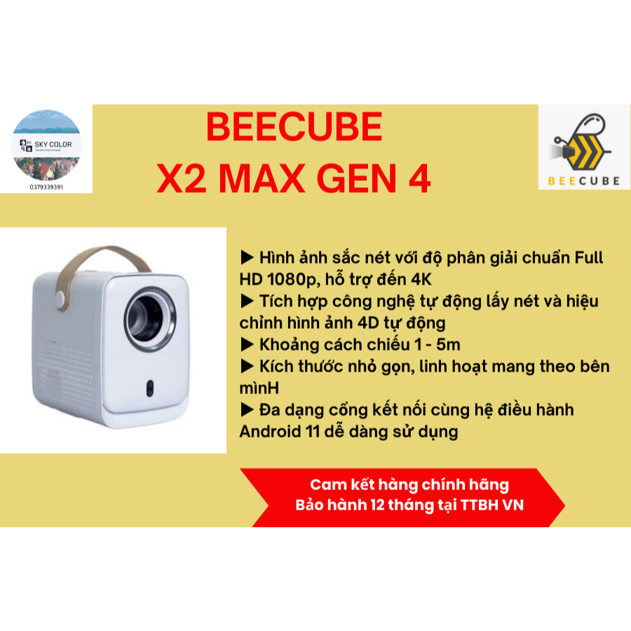 Máy chiếu mini BEECUBE X2 MAX GEN 4 Full HD 1080P - Hàng Chính Hãng ...