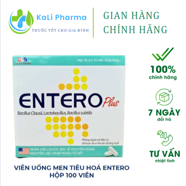 Viên men vi sinh ENTERO PLUS hộp 100 viên - Phòng ngừa rối loại hệ vi ...
