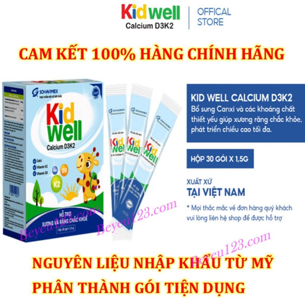 5 Gói/ Hộp 30 Gói Bột tăng chiều cao bổ sung Canxi D3 K2 KIDWELL, KID ...