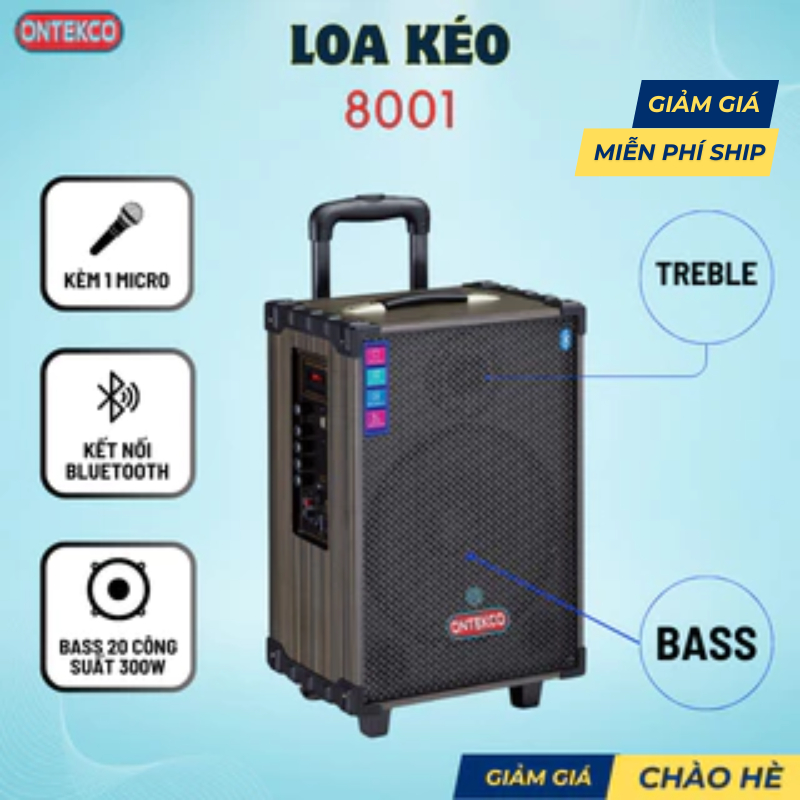 Loa kéo ONTEKCO 8001 kèm 1 mic hát karaoke chính hãng, bảo hành 12 ...