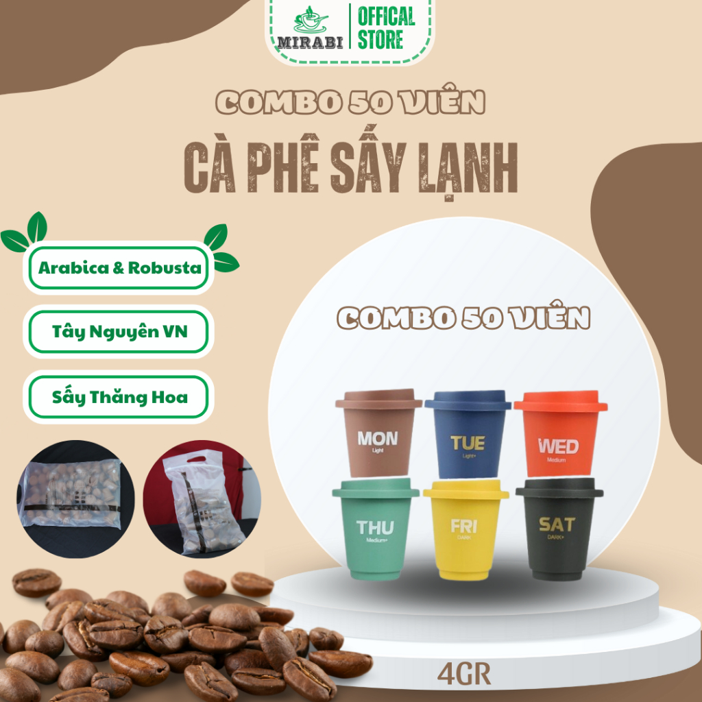 [COMBO 50] Cà Phê Hòa Tan Sấy Lạnh MIRABI Từ Hạt Arabica và Robusta Hòa ...