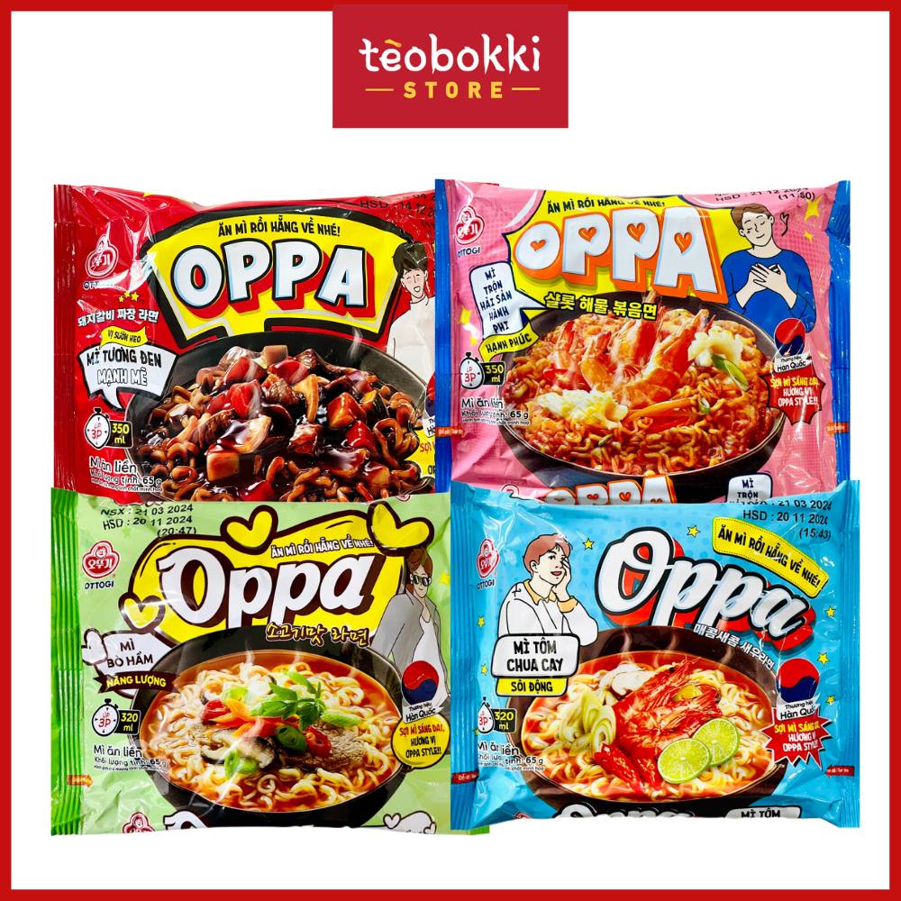 Mì Oppa ramen Ottogi nhiều vị (tôm chua cay, bò hầm, tương đen, mì trộn hải sản...) gói 65g ...