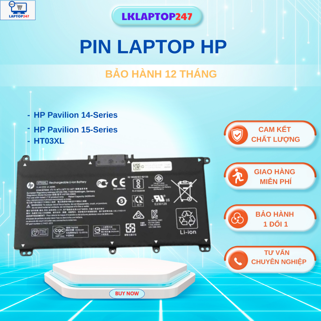 Pin zin HP Pavilion HT03XL, TF03XL, 14-Series, 15-Series-Pin zin cao ...