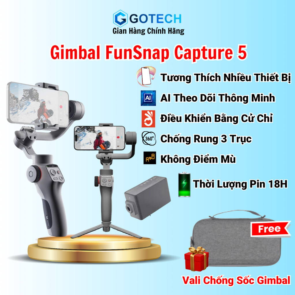 Gimbal FunSnap Capture 5, Gimbal Chống Rung Điện Thoại Capture 5 Tích ...