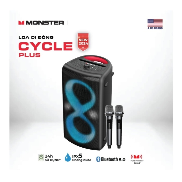 Loa Karaoke 2 Mic hãng MONSTER Cycle Plus ( Mỹ), Công suất 120W ...