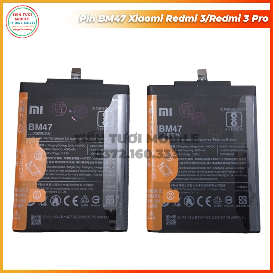 Pin bm47 xiaomi redmi 3 / redmi 3 pro (mới zin) | Shopee Việt Nam