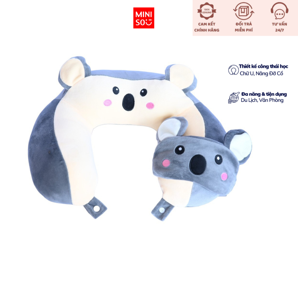 Gối cổ U Gấu Koala Kèm Bịt Mắt chính hãng miniso chống đau vai gáy tiện ...