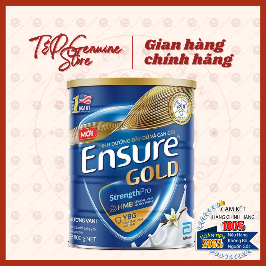 Sữa bột Ensure Gold Strength Pro HMB+YBG 800g - Hương Vani - Date Mới Nhất | Shopee Việt Nam
