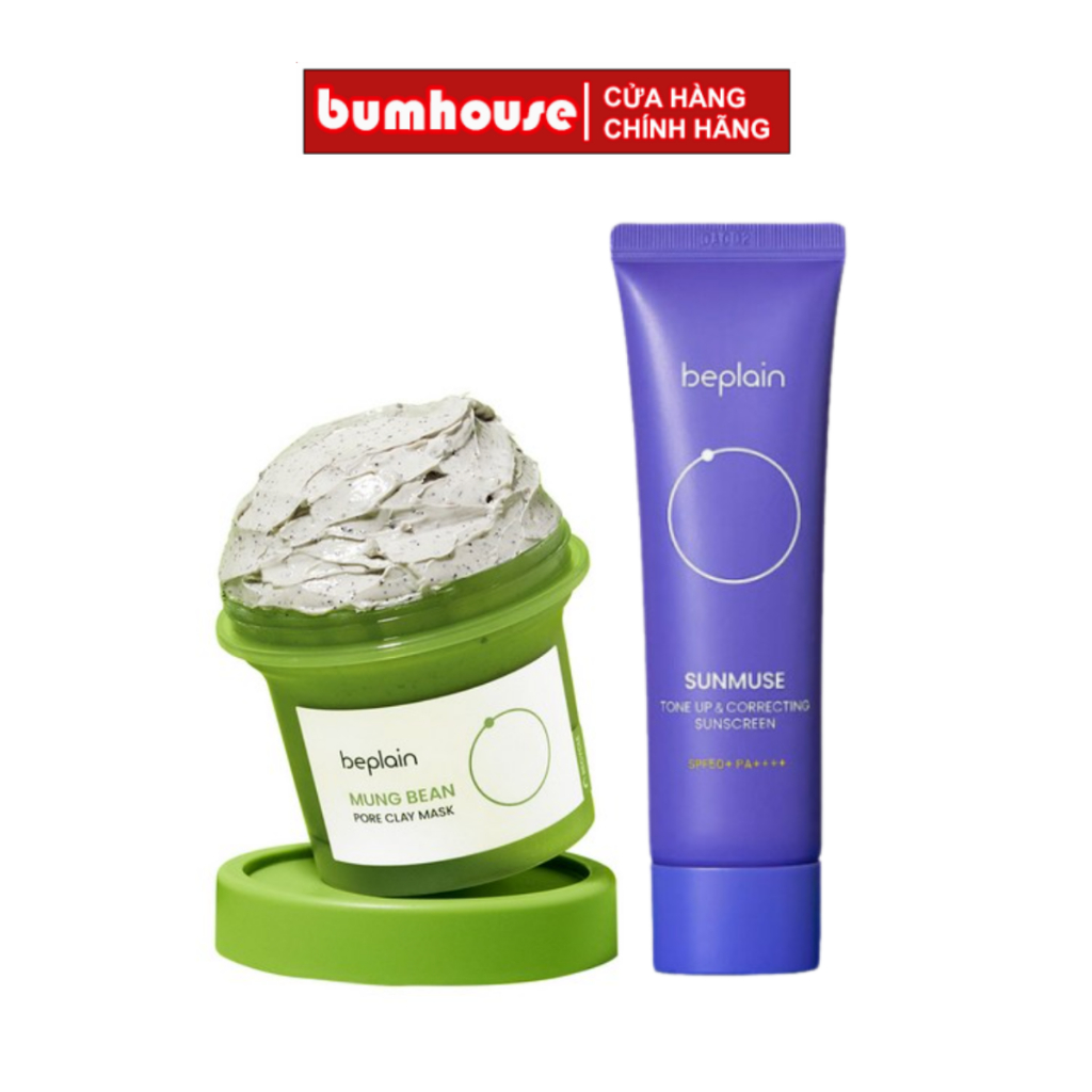 Combo Beplain Mặt nạ đất sét đậu xanh & KCN nâng tone Vật lý & hóa học ...