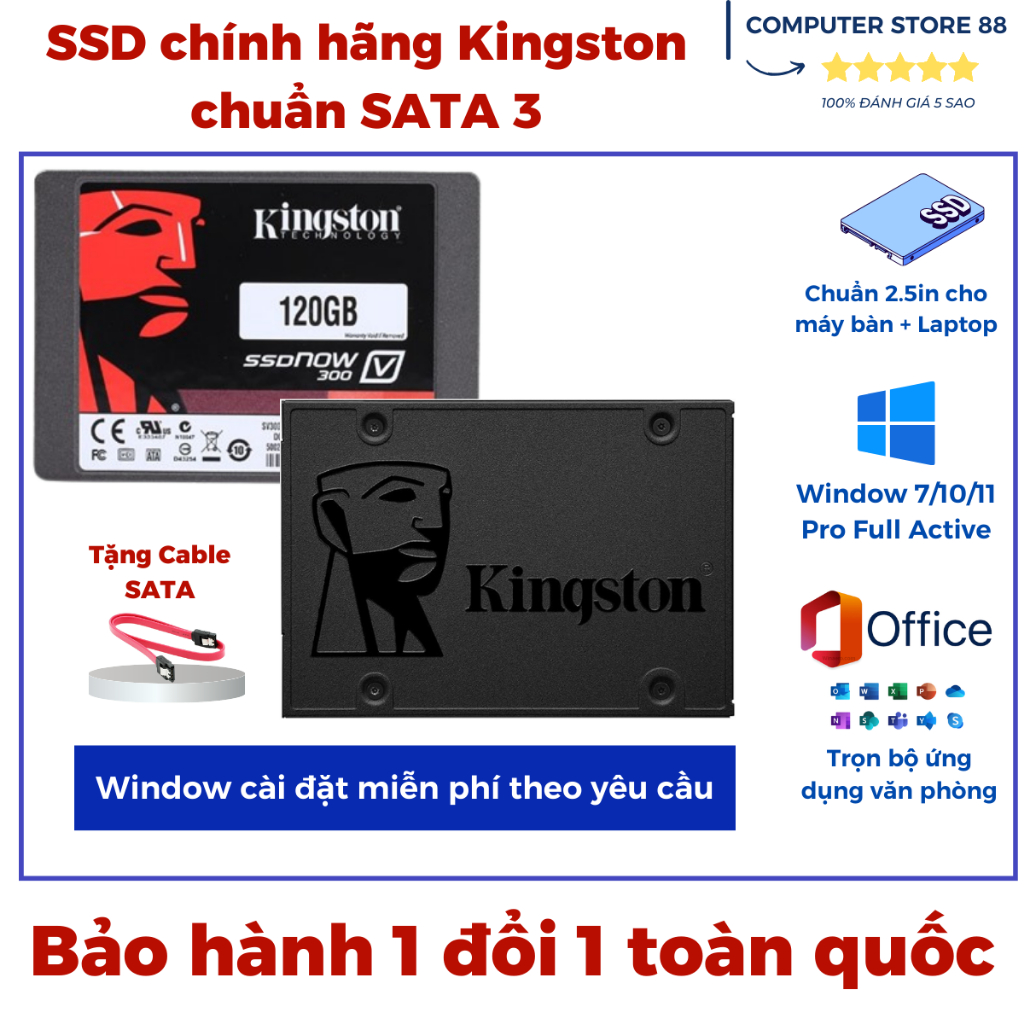 Ổ cứng SSD 2.5in hàng chính hãng Kingston 120G 240G 480G sức khoẻ tốt + Cài win miễn phí ...